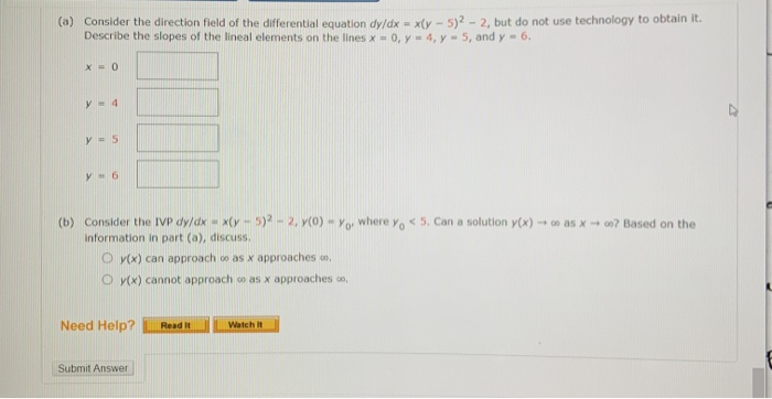 Solved (a) Consider the direction field of the differential | Chegg.com