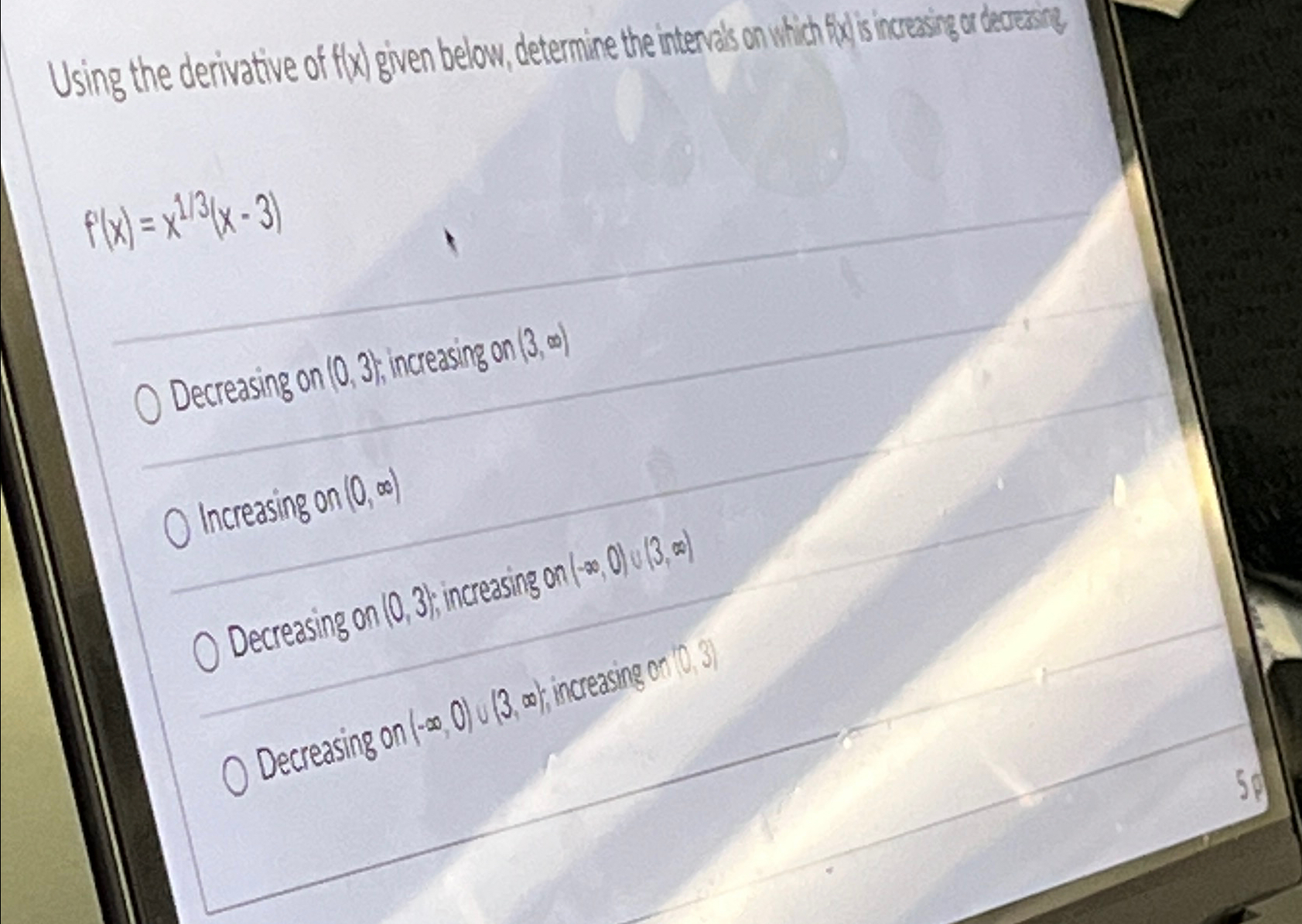 Solved f(x)=x13(x-3)Decreasing on (0,3); increasing on | Chegg.com