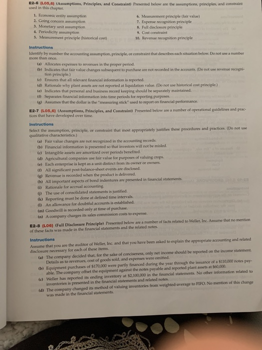 Solved E2-6 (L05,6) (Assumptions, Principles, and Constraint | Chegg.com