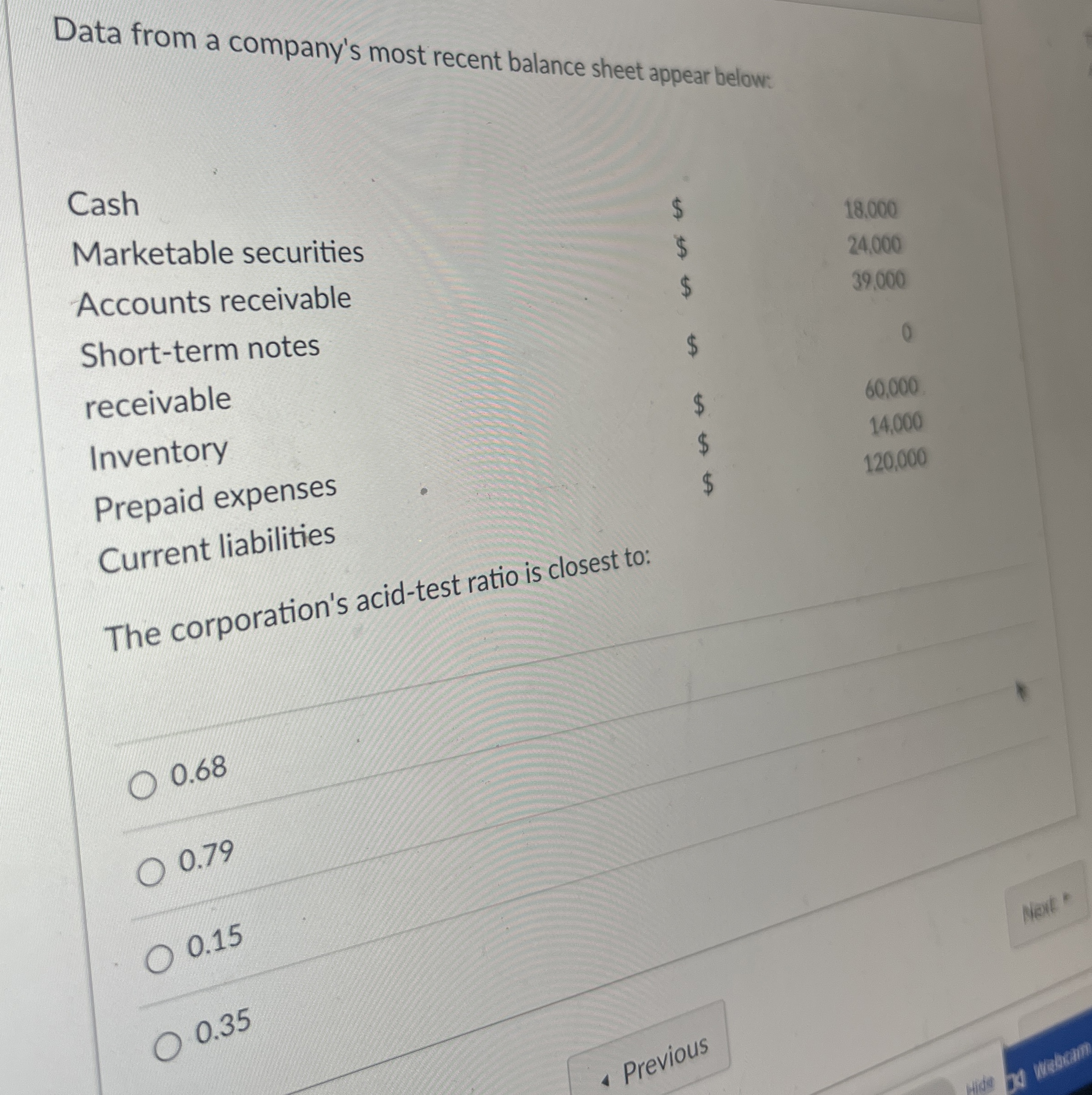 Solved Data from a company's most recent balance sheet | Chegg.com