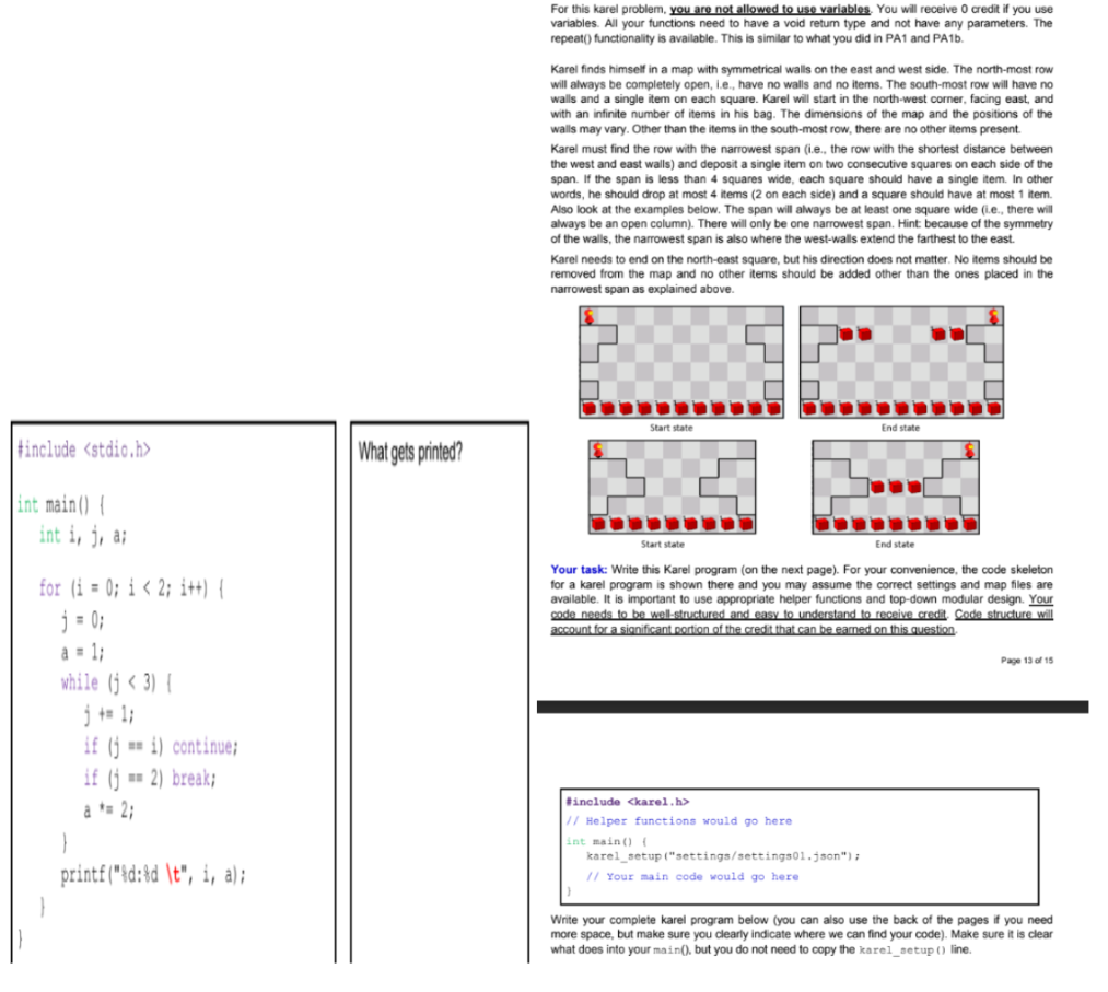 Solved Language Cfor This Karel Problem You Are Not Allowed