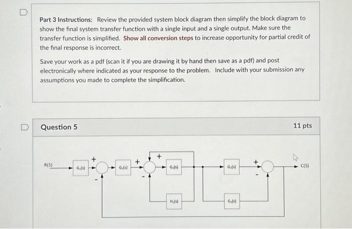 Solved Part 3 Instructions: Review the provided system block | Chegg.com