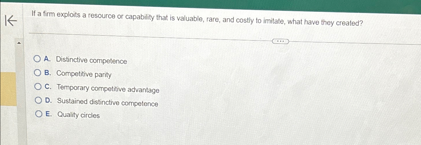 Solved If a firm exploits a resource or capability that is | Chegg.com