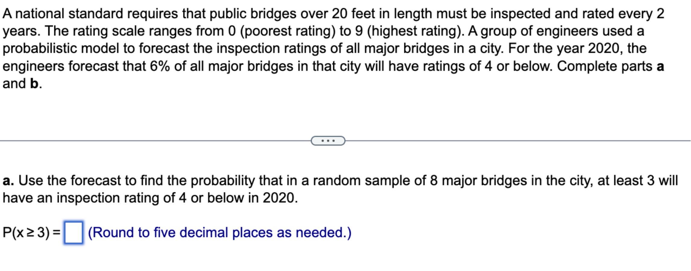 Solved A national standard requires that public bridges over | Chegg.com