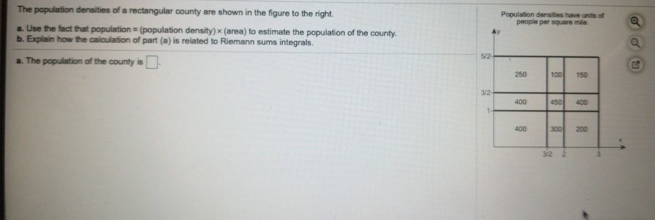Solved The population densities of a rectangular county are | Chegg.com
