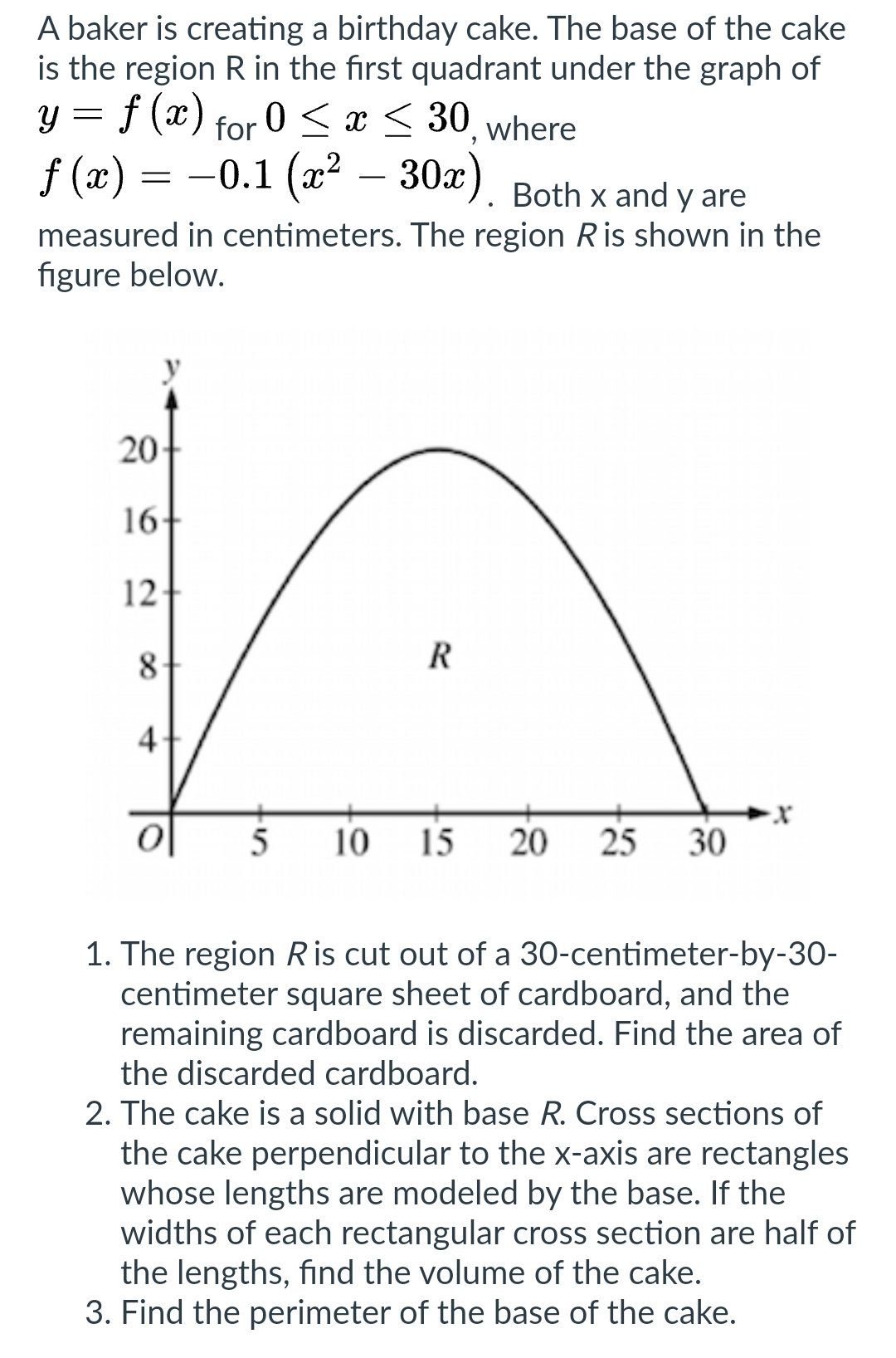 Solved A baker is creating a birthday cake. The base of the | Chegg.com