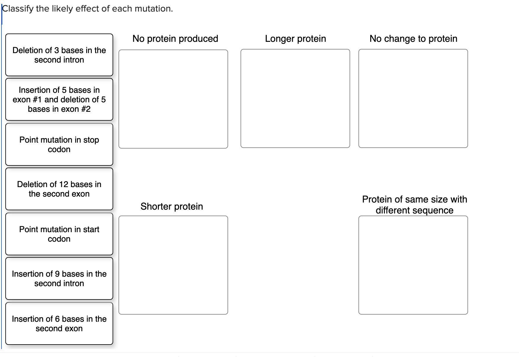 Solved Classify the likely effect of each mutation.Deletion | Chegg.com