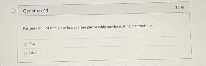 Solved Partners do not recognize losses from partnership | Chegg.com