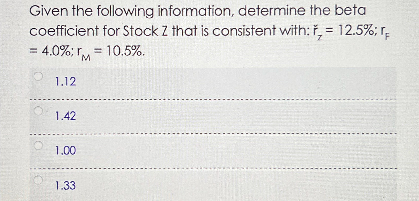 Solved Given the following information, determine the beta | Chegg.com
