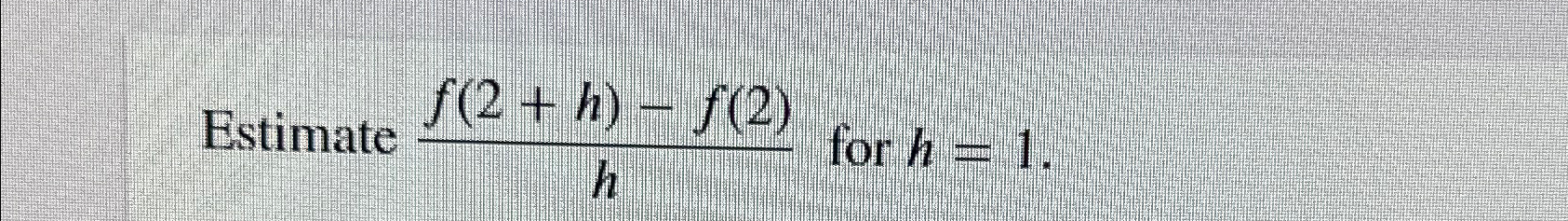 Solved Estimate f(2+h)-f(2)h ﻿for h=1 | Chegg.com