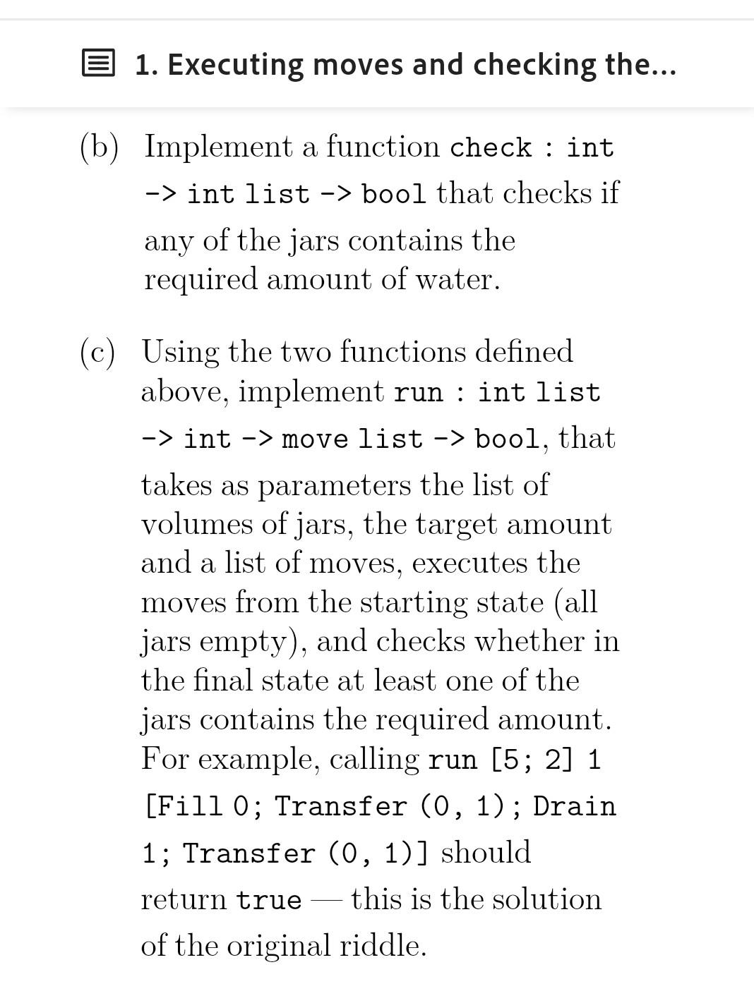 Solved 1. Executing moves and checking the... (b) Implement | Chegg.com
