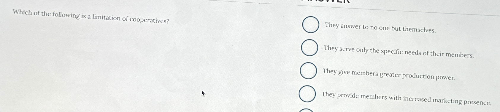 Solved Which of the following is a limitation of | Chegg.com