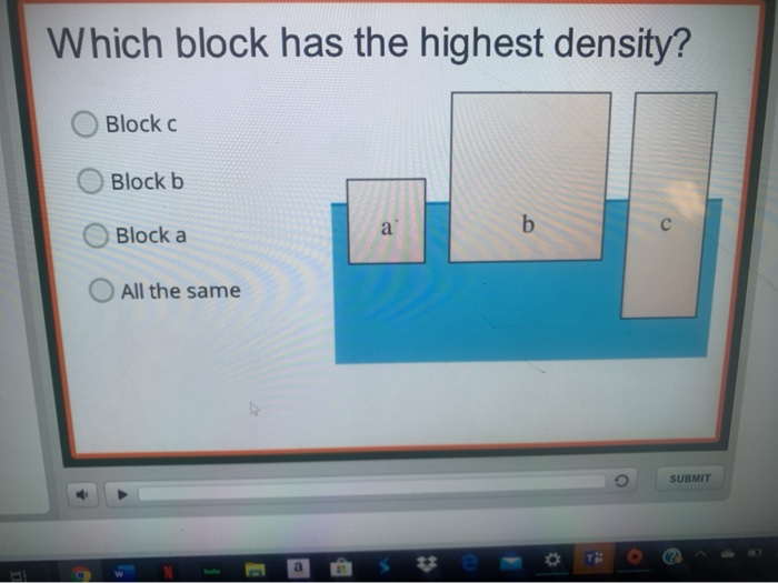 Solved Which block has the highest density? O Blockc O Block | Chegg.com