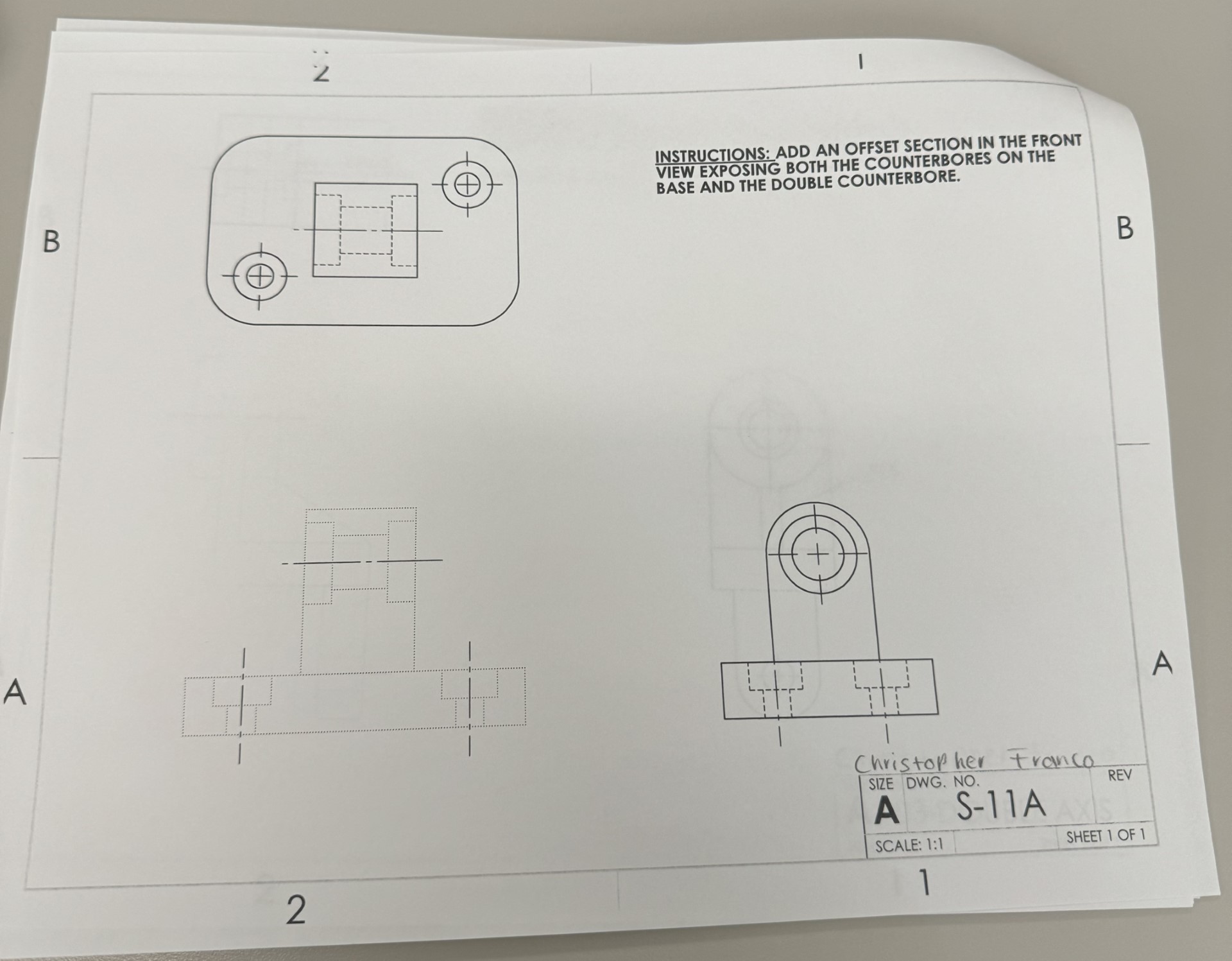 INSTRUCTIONS: ADD AN OFFSET SECTION IN THE FRONT VIEW | Chegg.com