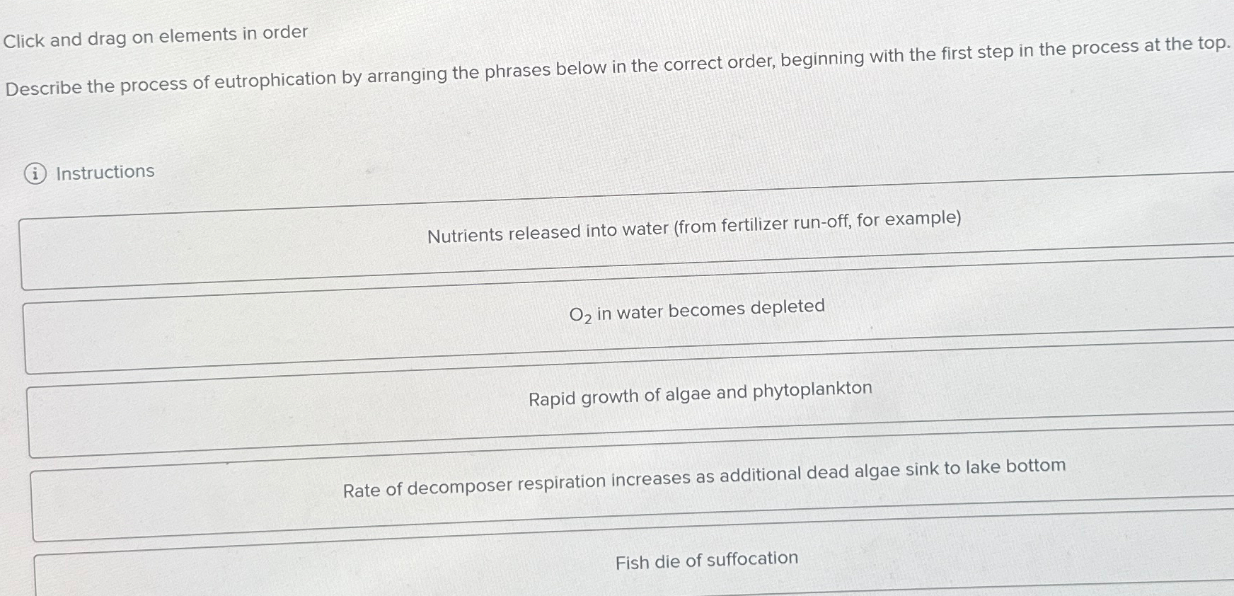 Solved Click and drag on elements in orderDescribe the | Chegg.com