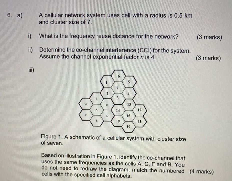 Solved 6. a) A cellular network system uses cell with a | Chegg.com