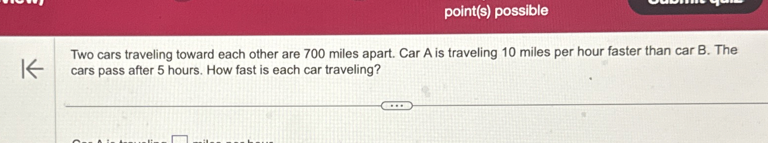 Solved Two cars traveling toward each other are 700 ﻿miles | Chegg.com