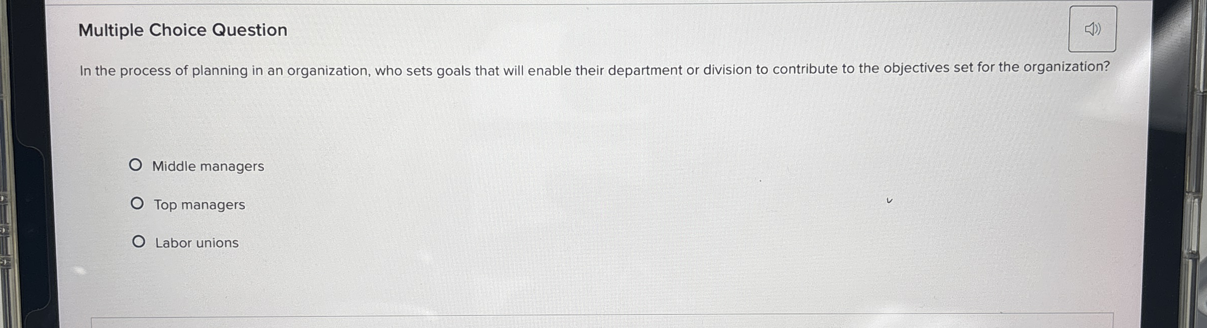 Solved Multiple Choice QuestionIn the process of planning in | Chegg.com
