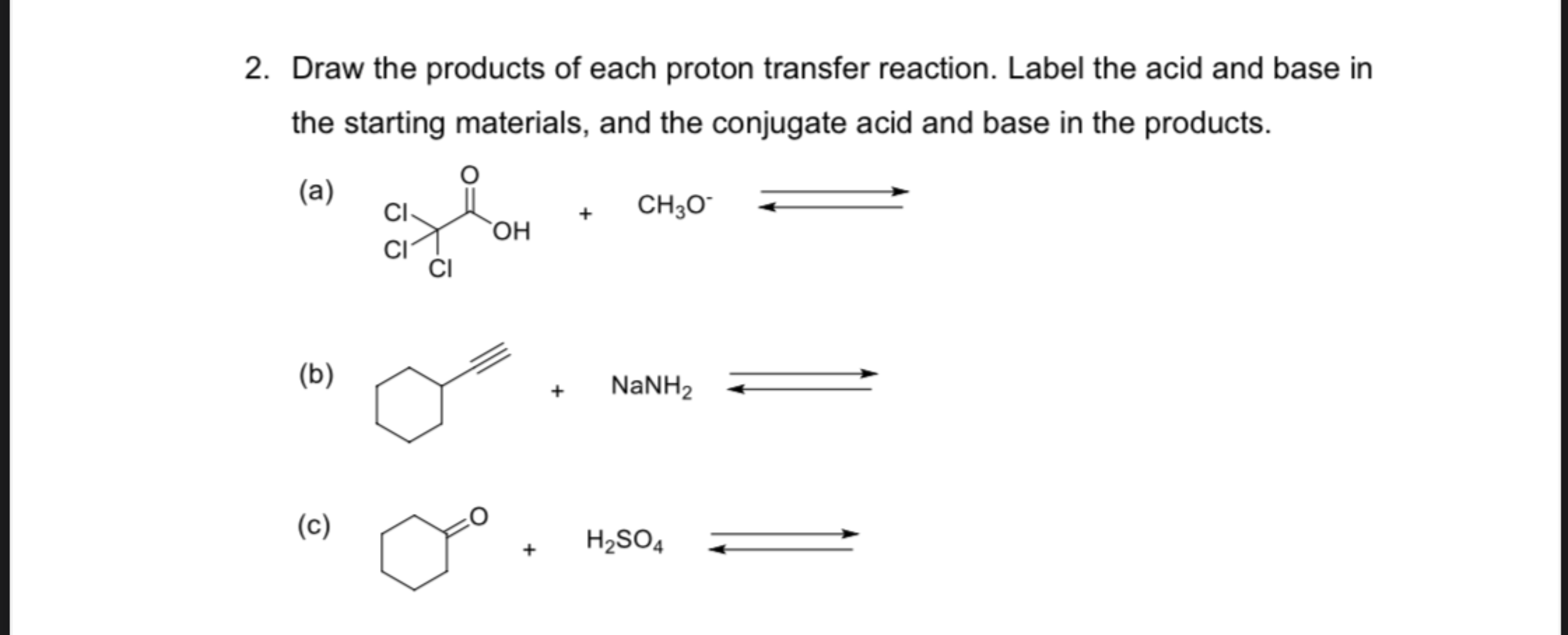 Solved Draw the products of each proton transfer reaction. | Chegg.com