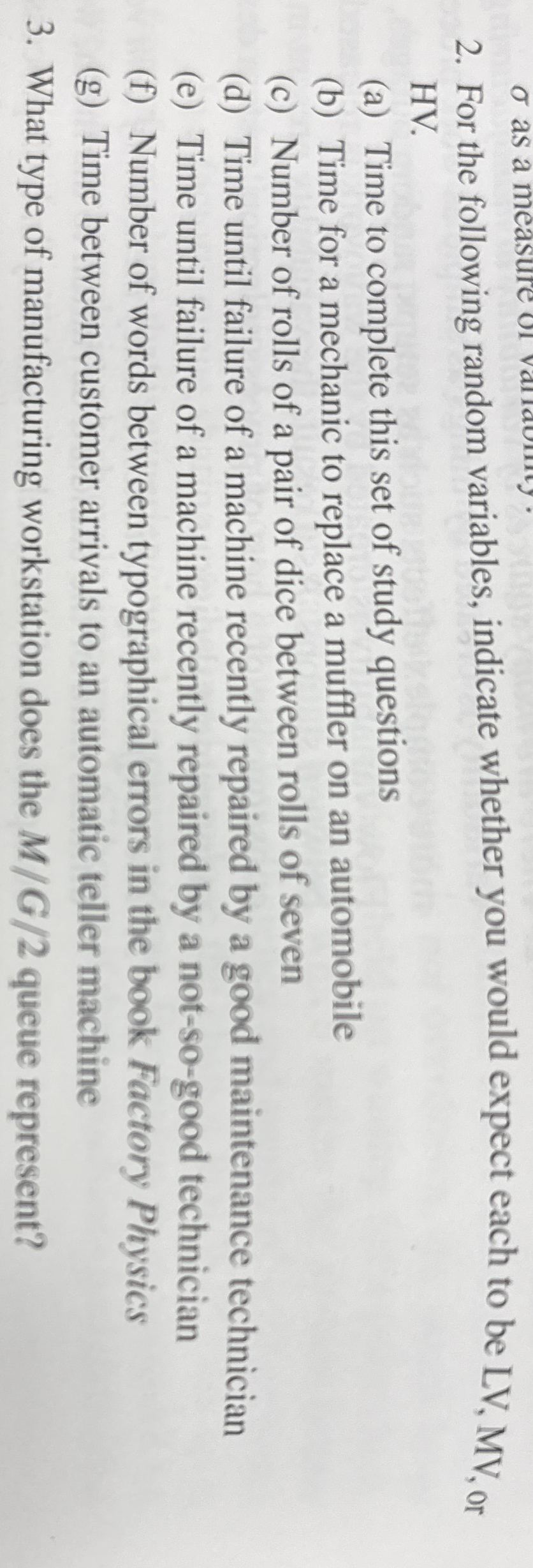 Solved For the following random variables, indicate whether | Chegg.com