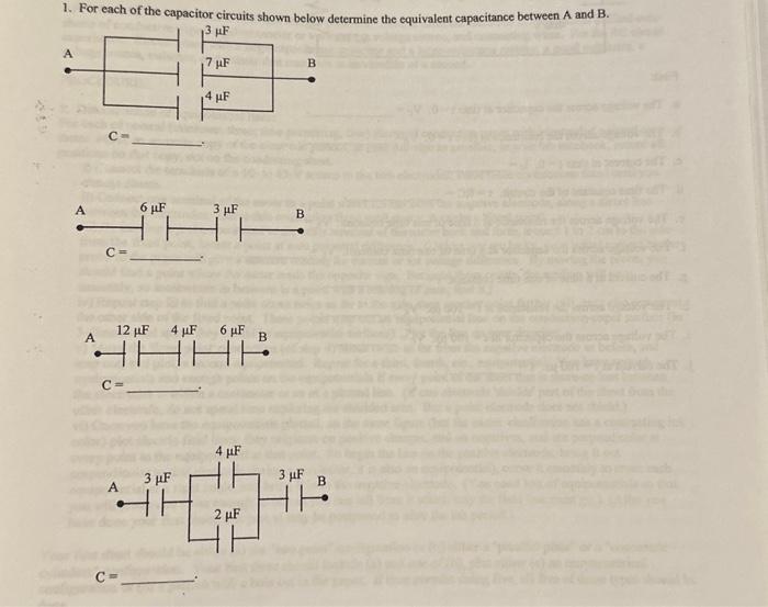 Solved 1. For each of the capacitor circuits shown below | Chegg.com