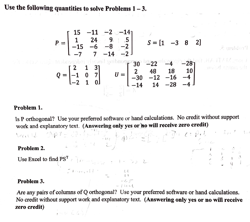 Solved Problem 1.Is P orthogonal? Use your preferred | Chegg.com