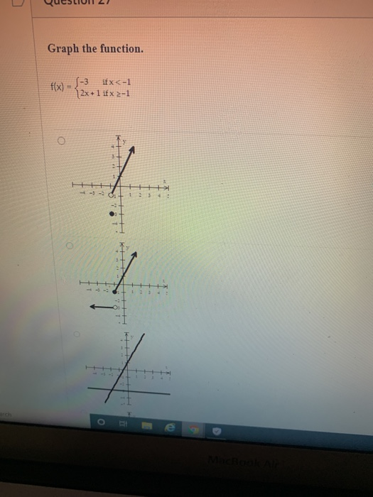 Solved Graph the function. f(x) 1-3 ifx-1 2x+1 if x 2-1 O - | Chegg.com