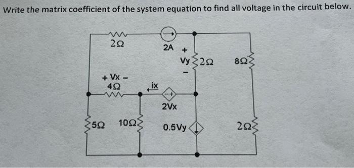 Solved Write the matrix coefficient of the system equation | Chegg.com