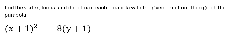 Solved find the vertex, focus, and directrix of each | Chegg.com