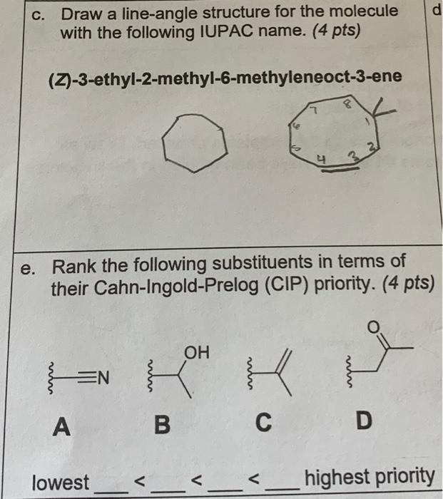 Solved Draw a line-angle structure for the molecule with the | Chegg.com