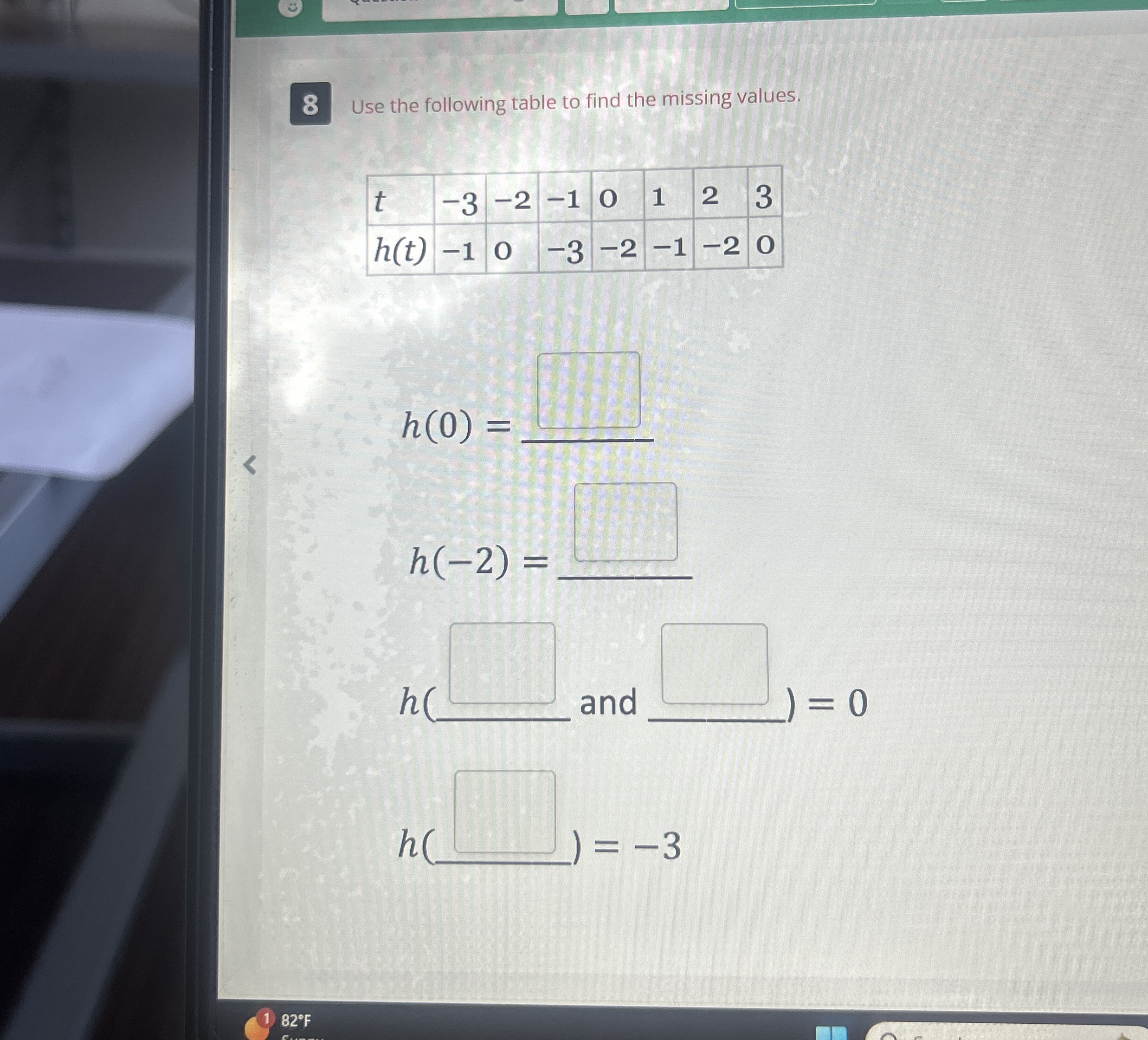 Solved 8 ﻿Use the following table to find the missing | Chegg.com