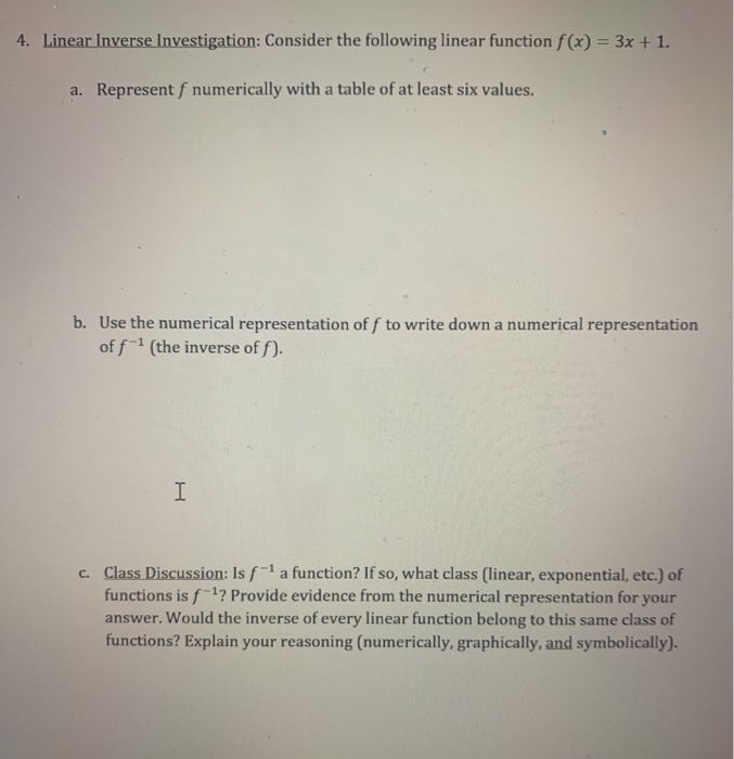 Solved 4. Linear Inverse Investigation: Consider the | Chegg.com