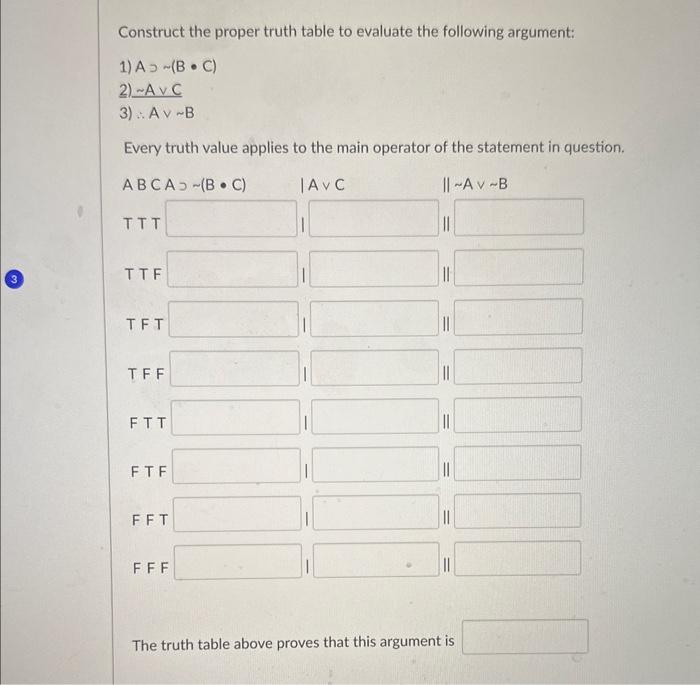 Construct the proper truth table to evaluate the | Chegg.com