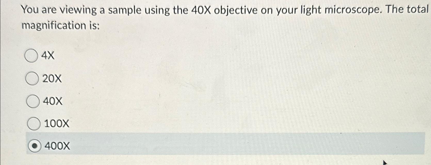Solved You are viewing a sample using the 40x ﻿objective on | Chegg.com