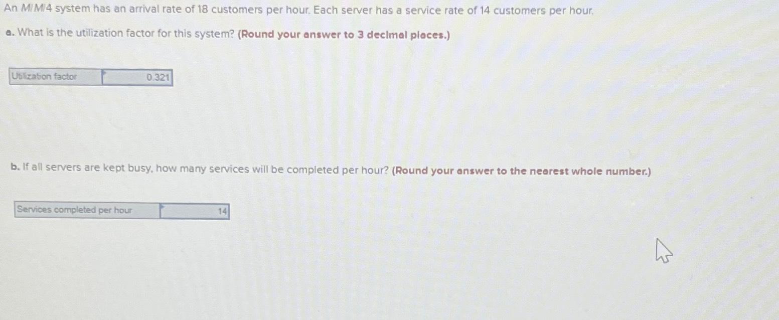 Solved An MIM/4 ﻿system has an arrival rate of 18 ﻿customers | Chegg.com