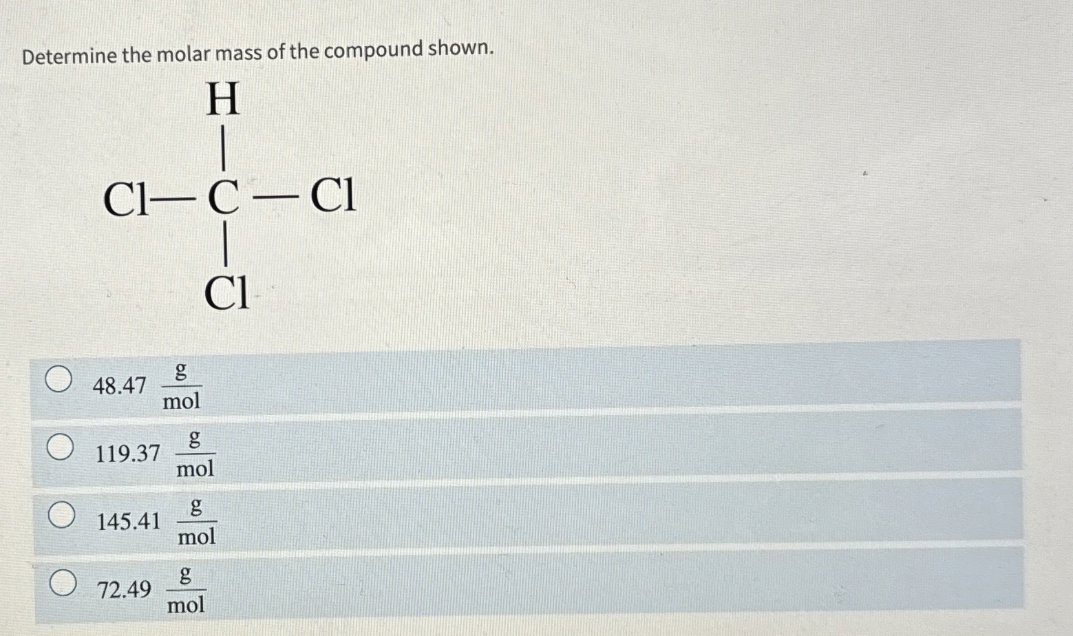 Solved Determine the molar mass of the compound | Chegg.com