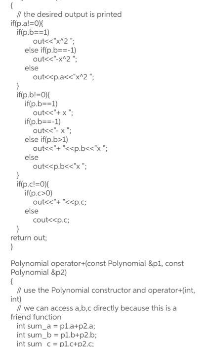 Solved 1. Define a class called Polynomial with degree 2 | Chegg.com