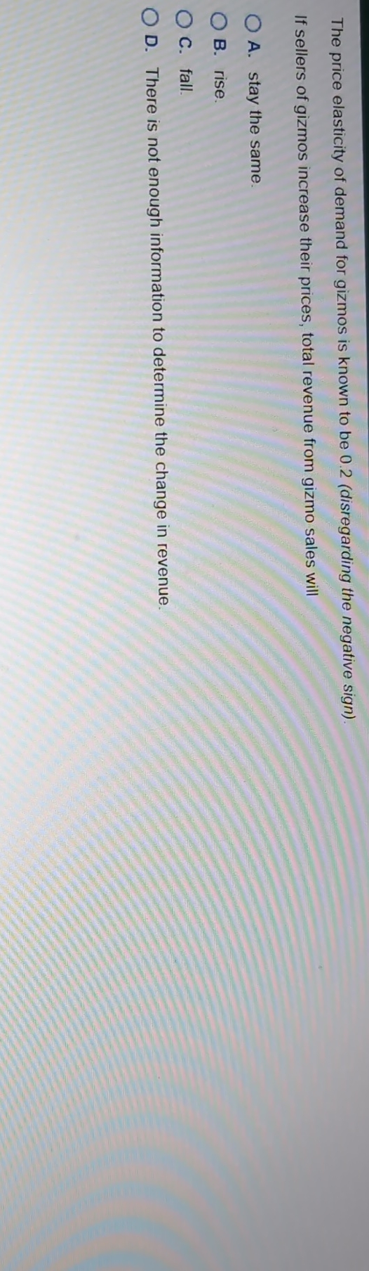 Solved The price elasticity of demand for gizmos is known to | Chegg.com