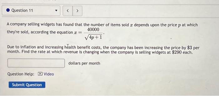 Solved A company selling widgets has found that the number | Chegg.com