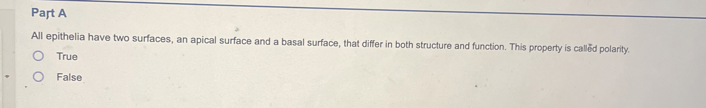 Solved Part AAll epithelia have two surfaces, an apical | Chegg.com