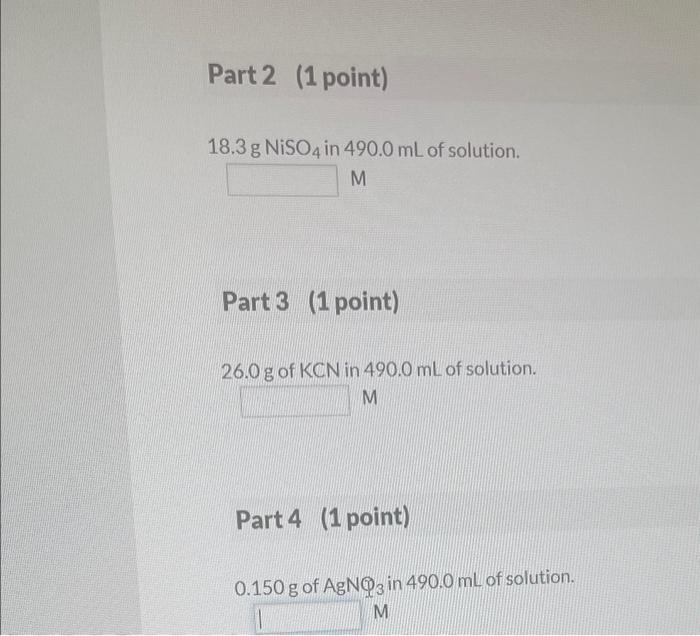 Solved 56.0 gLiCl in 490.0 mL of solution. M Part 2 (1 | Chegg.com