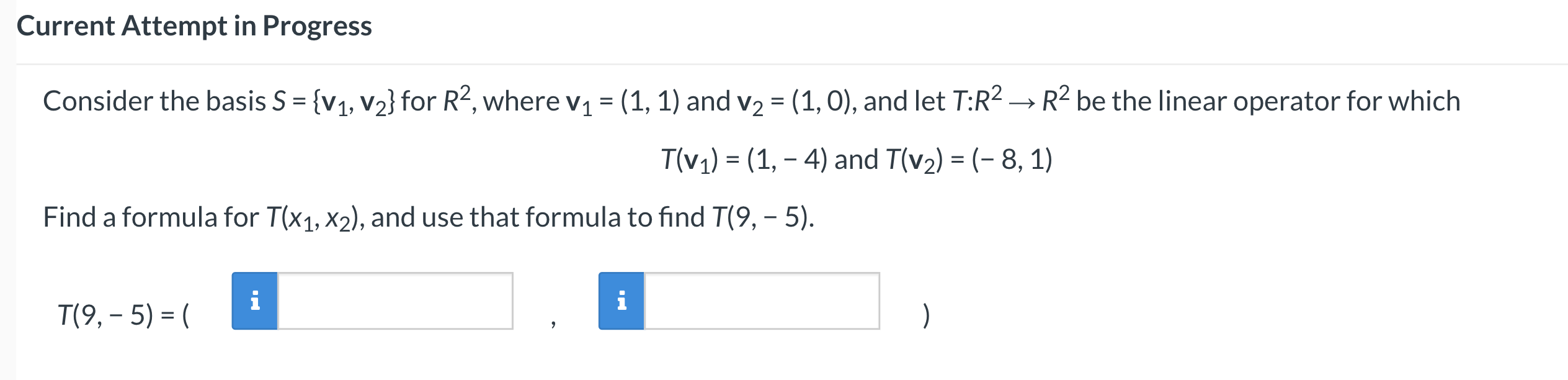 Current Attempt in ProgressConsider the basis | Chegg.com