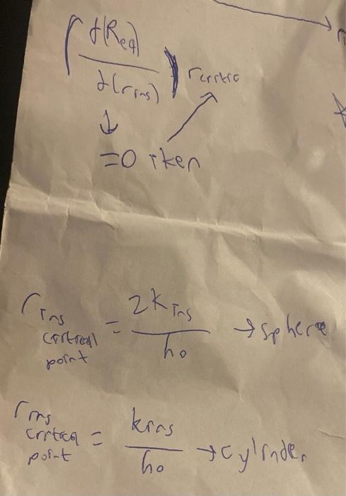 Solved Heat transfer. Critical insulation radius.Please show | Chegg.com