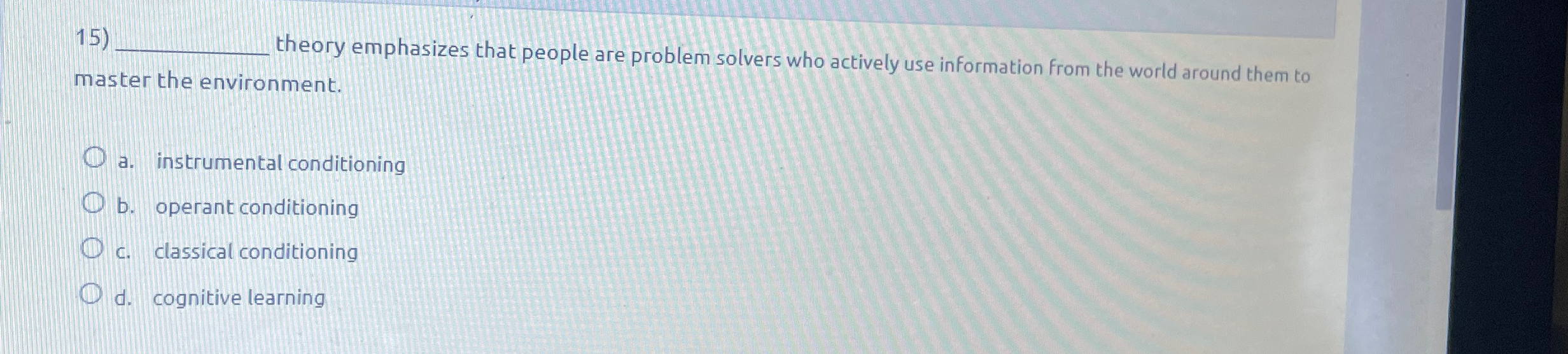Solved ﻿theory emphasizes that people are problem solvers | Chegg.com