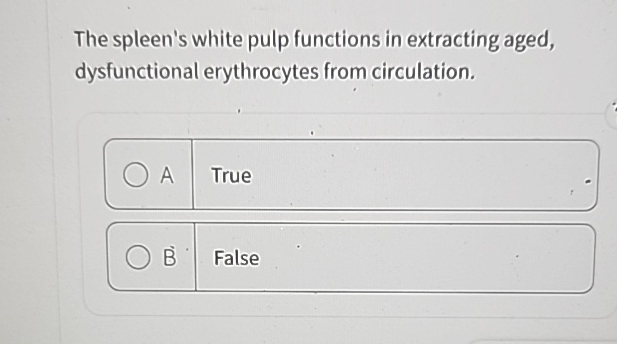 Solved The spleen's white pulp functions in extracting aged, | Chegg.com