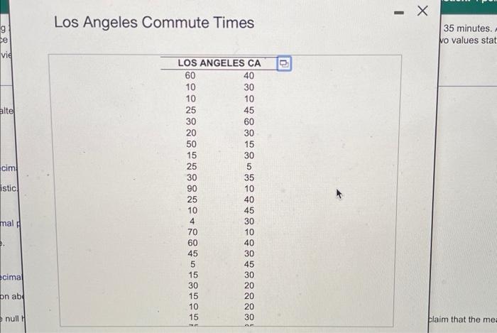 Solved Use the accoenparying 200ios Angeios commute times to | Chegg.com