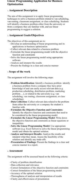 Solved Linear Programming Application for Business | Chegg.com
