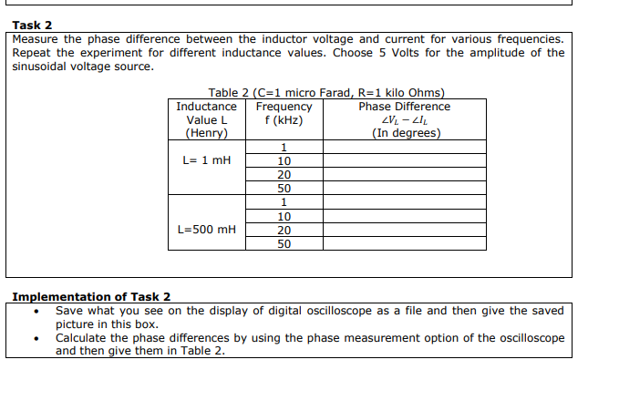 Solved Task 2Measure the phase difference between the | Chegg.com