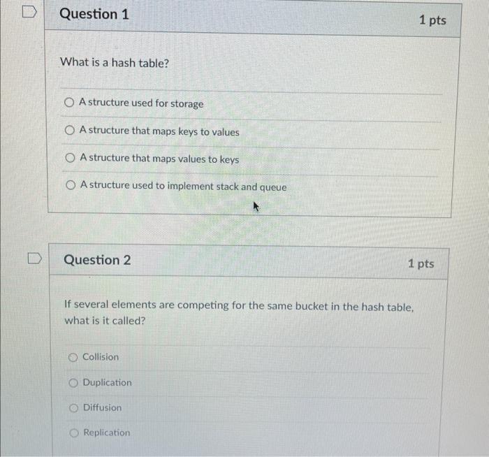 Solved What is a hash table? A structure used for storage A | Chegg.com