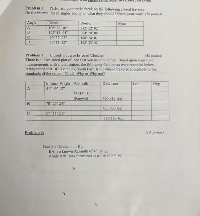 Solved Problem 1: Perform a geometric check on the following | Chegg.com